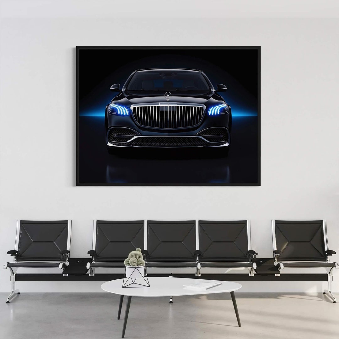 Car Canvas Wall Art for Office Decor Black and Blue Luxury Car Poster ...
