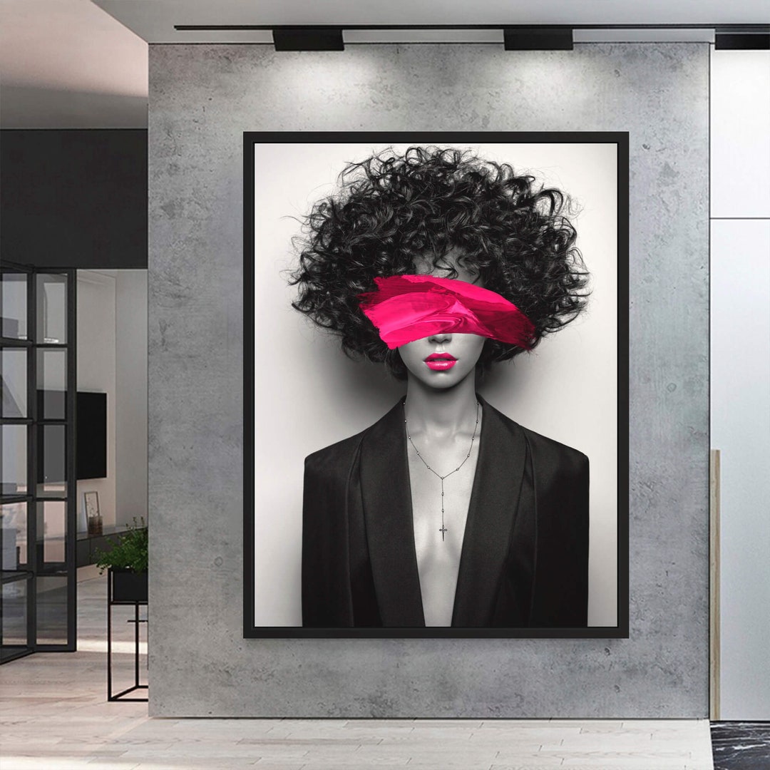 Black and White Woman Portrait: Modern Fashion Canvas Print - Etsy