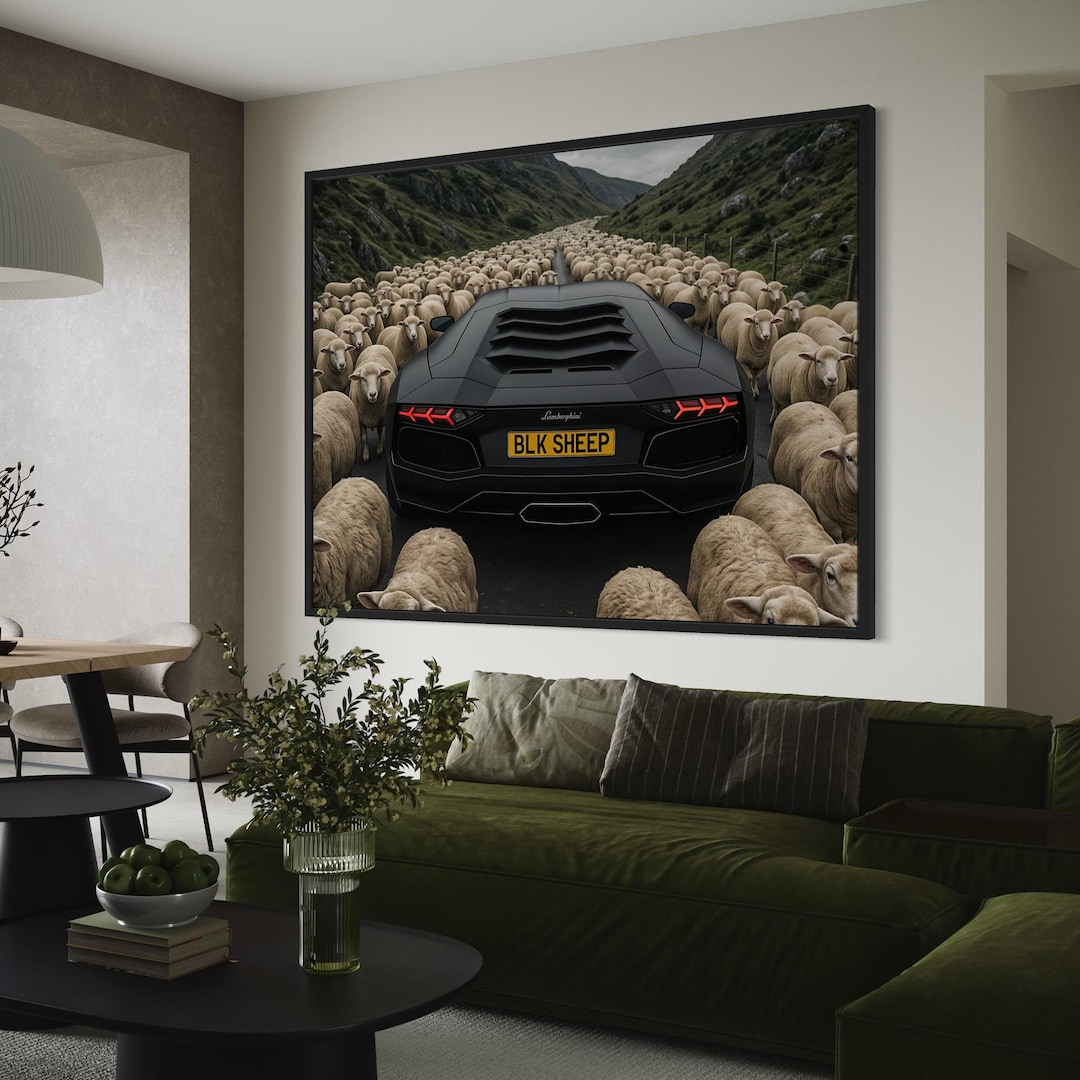 Lamborghini Canvas Print: Black Sheep Supercar Poster Extra Large Wall ...