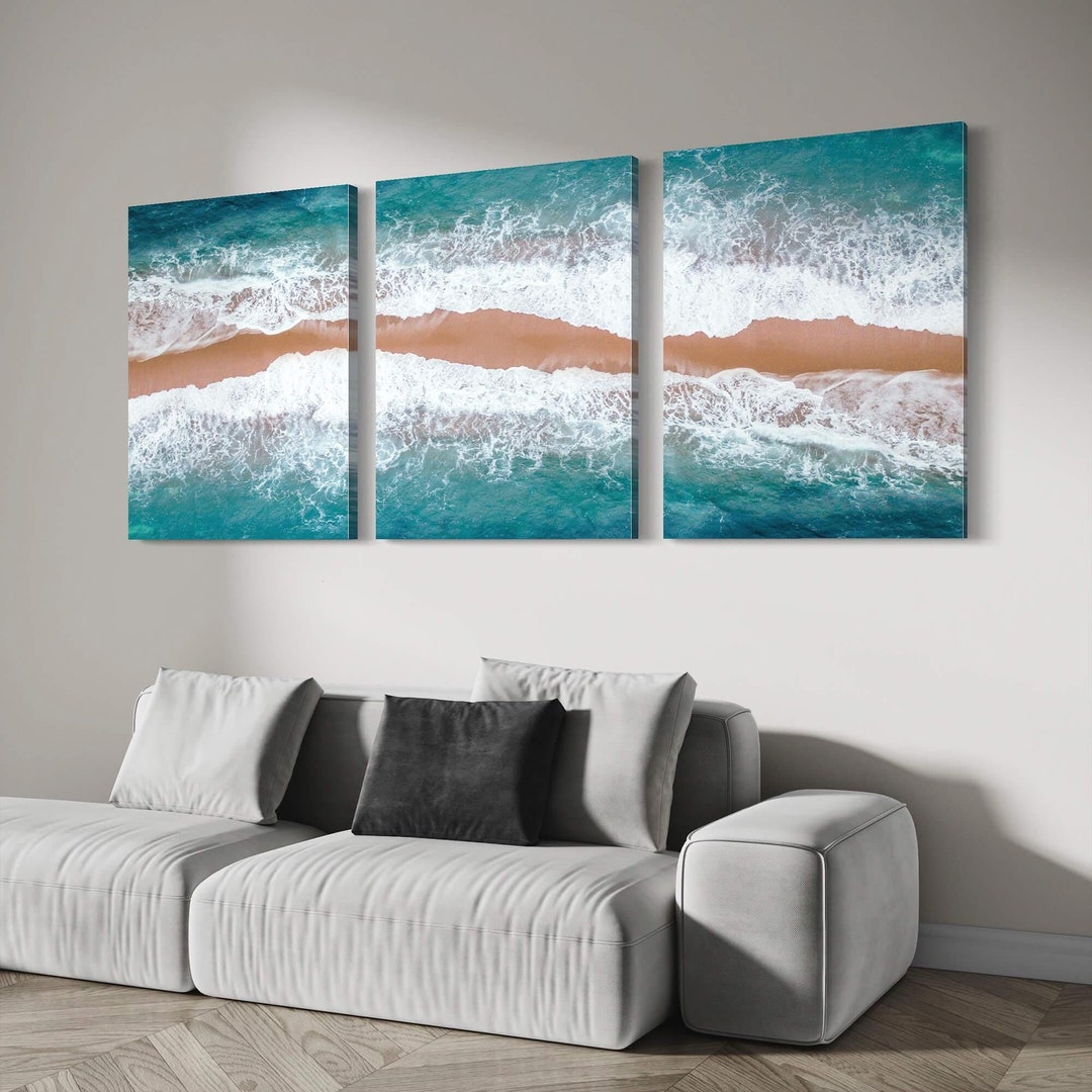 Tropical Beach Art Beach Scene Triptych Canvas Print Modern Abstract ...