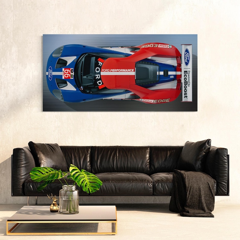 Modern Sports Car Poster for Office Decor Racing Car Canvas Print Ford ...