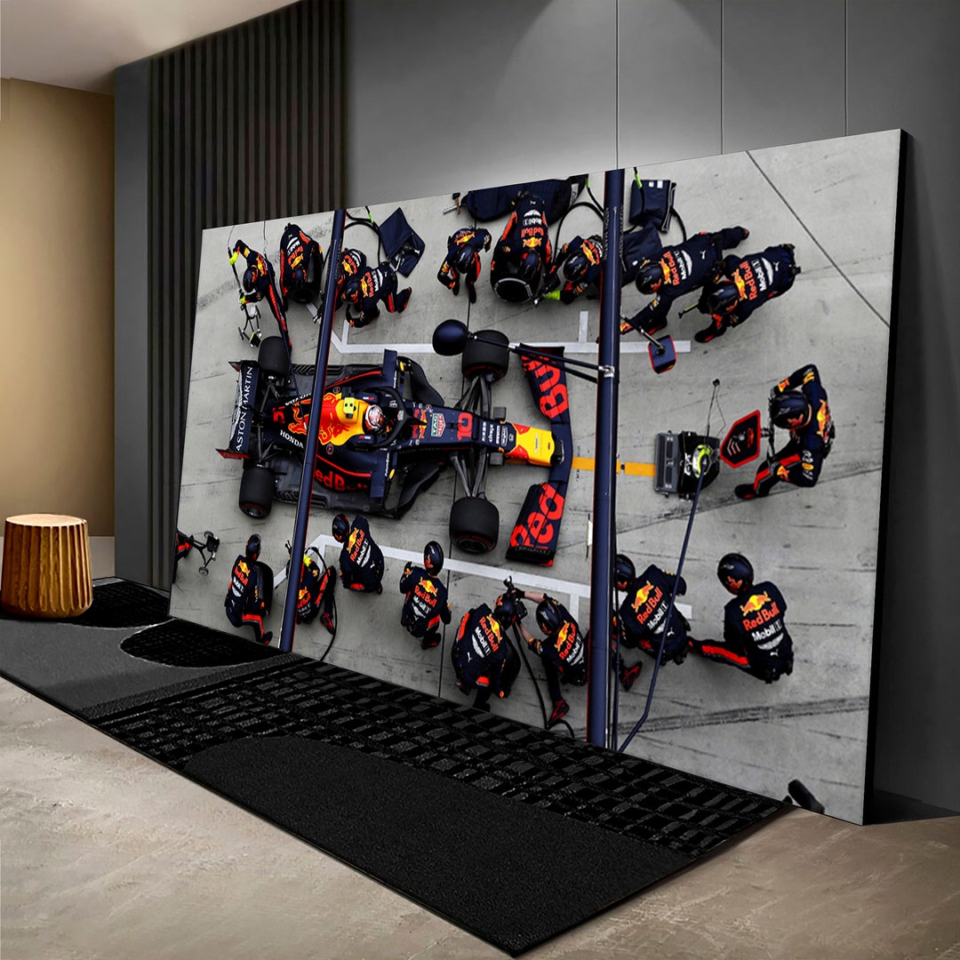 F1 Red Bull Pit Stop Poster Formula 1 Car Canvas Print Motorsport Wall ...