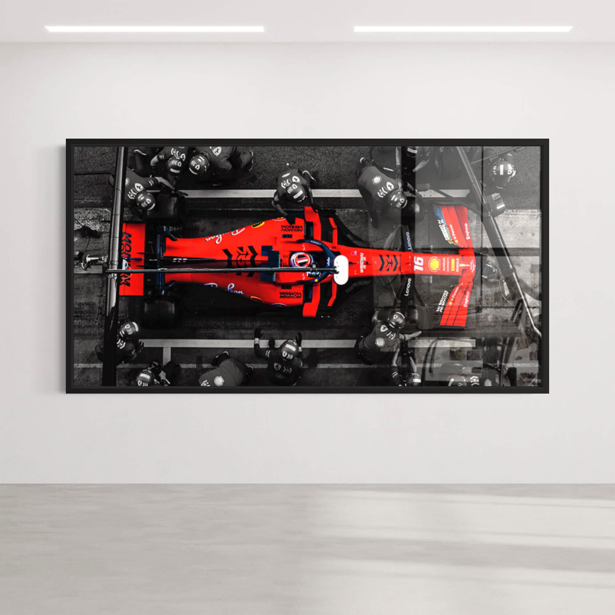 Formula One Canvas Wall Art Red Racing Car Pit Stop Poster F1 Canvas ...