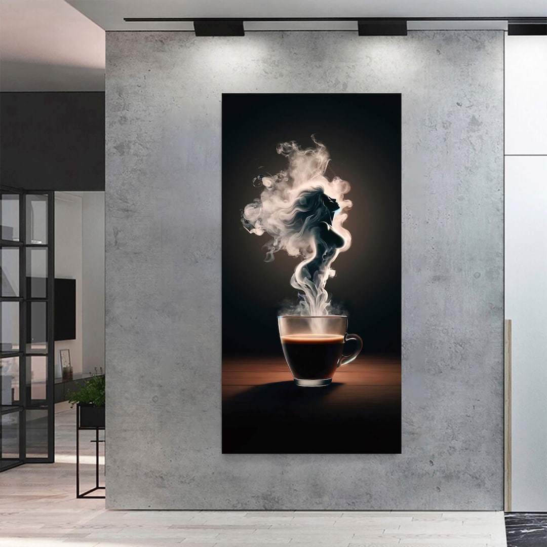 Coffee Steam Wall Art for Kitchen Cafe Decor Minimalist Coffee Canvas ...