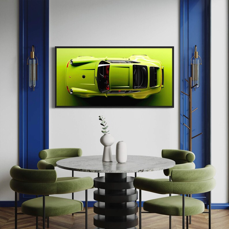 Light Green Sport Car Poster Modern Car Wall Art Stylish Canvas Prints ...