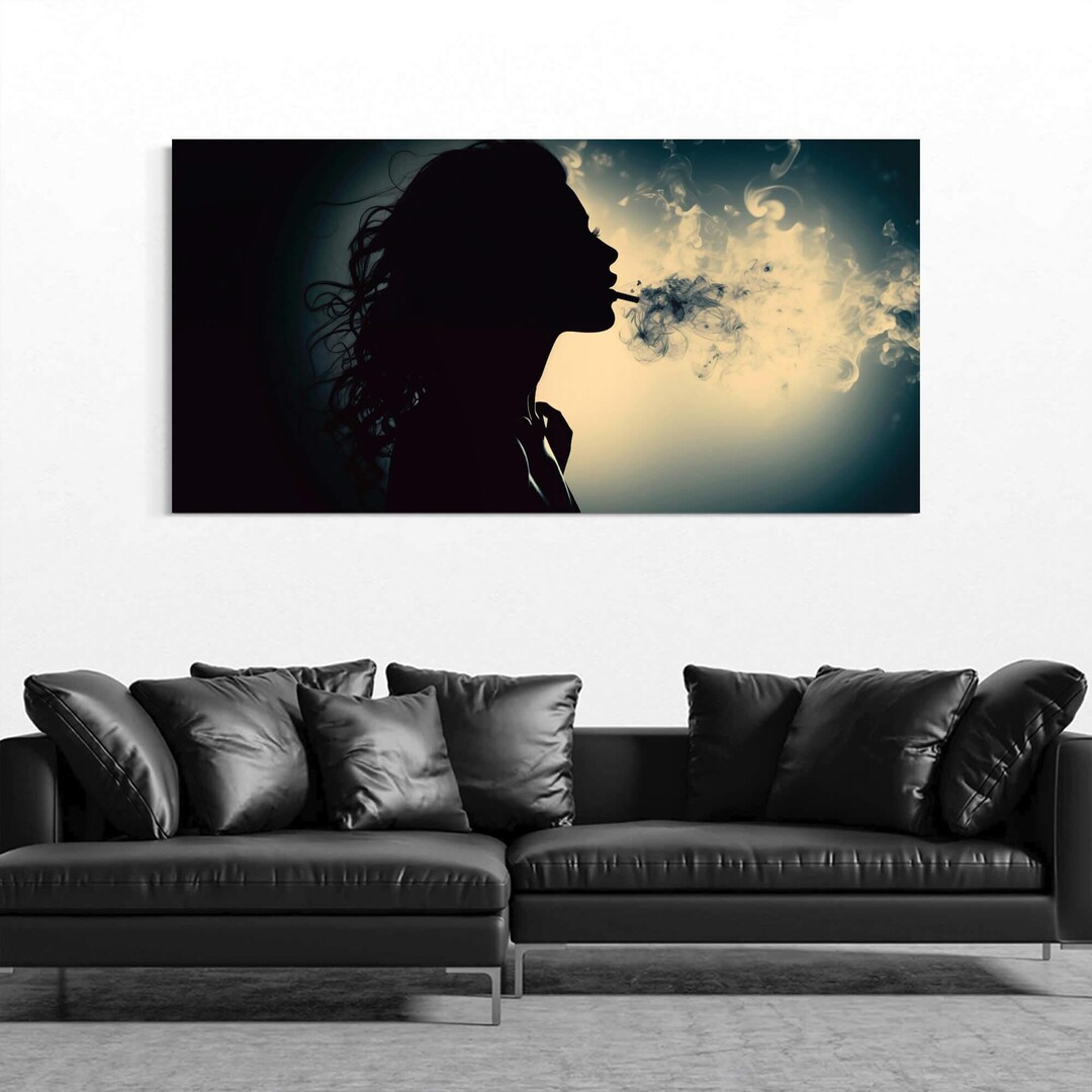 Smoking Girl Dark Aesthetic Poster for Bedroom Decor Female Silhouette ...