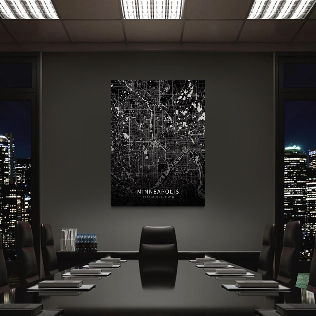 Minneapolis City Map Wall Art City Map Poster Custom Minneapolis Map ...