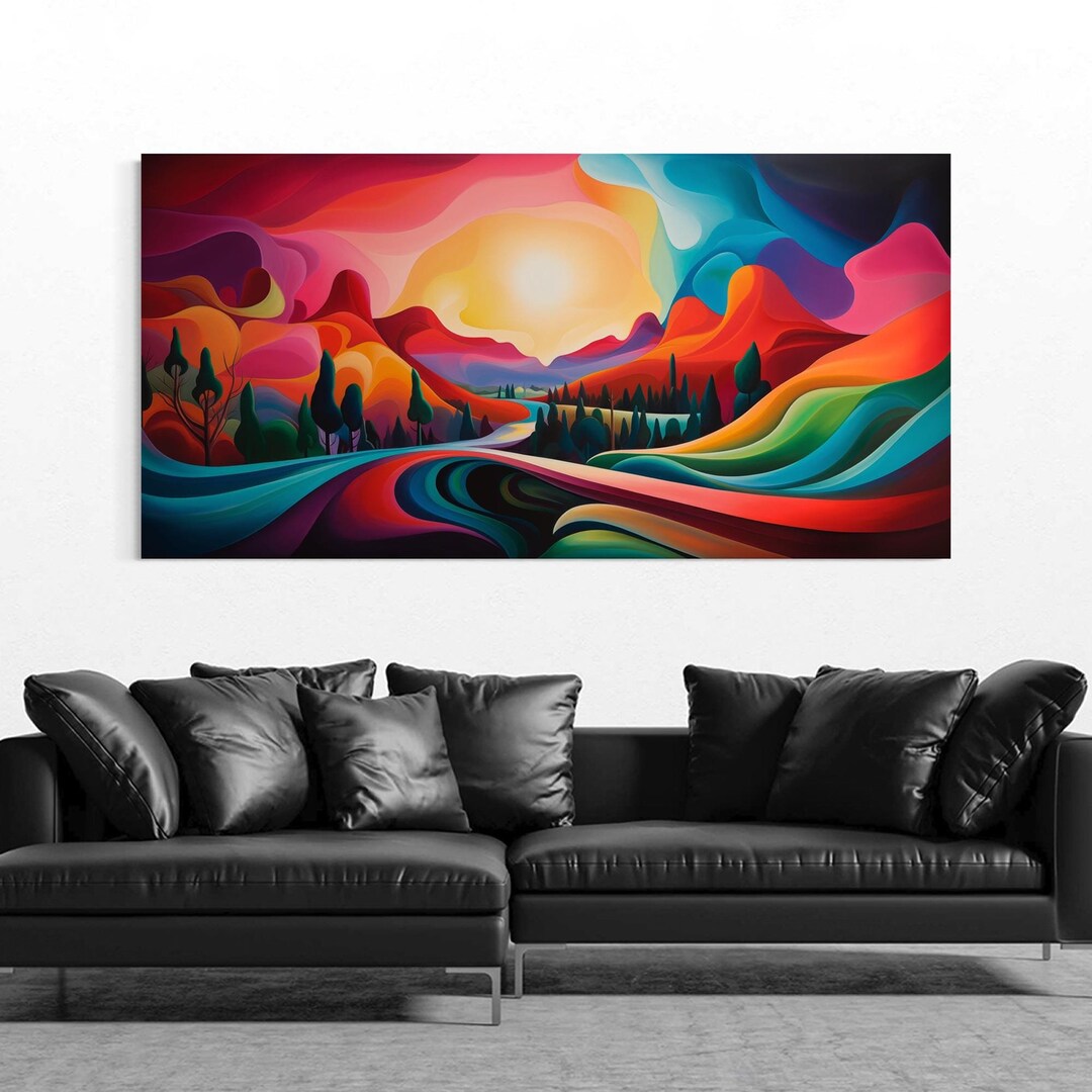 Abstract Sunset Landscape Canvas Print: Colorful Nature Wall Art - Etsy