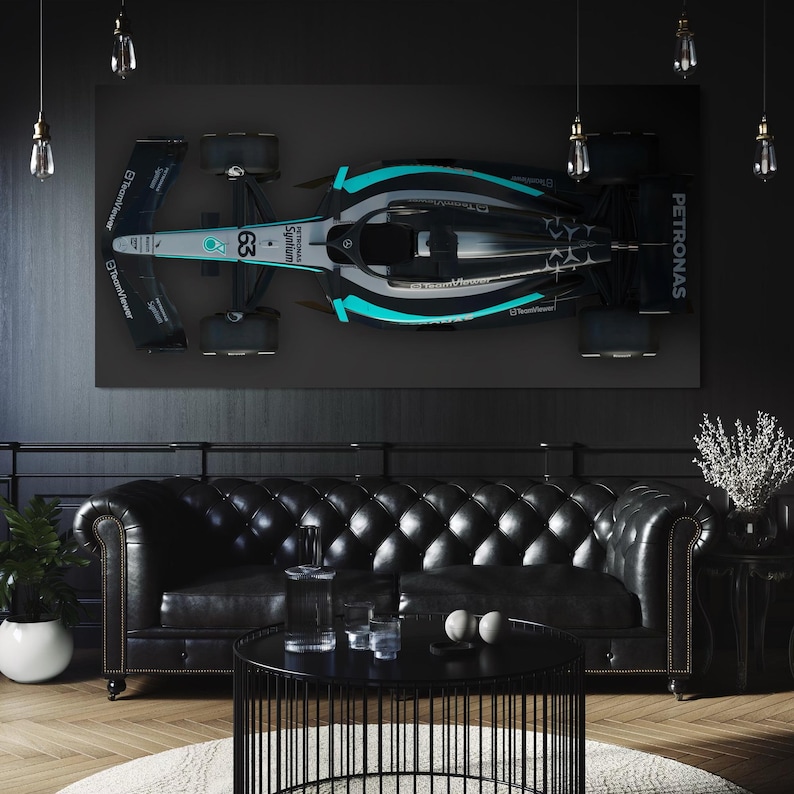 Mercedes F1 Poster Car Canvas Print Formula 1 Racing Wall Art AMG ...