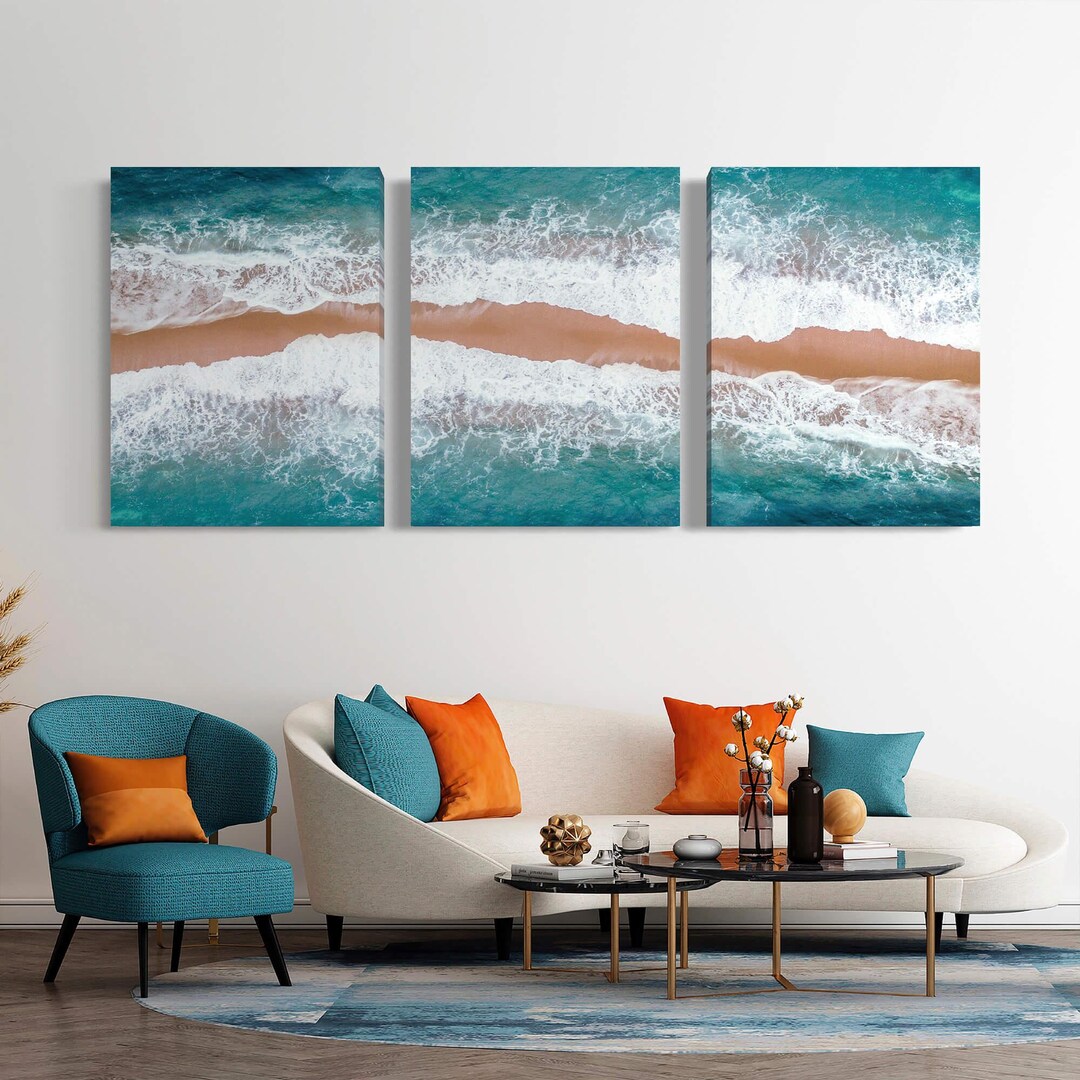 Beach Triptych Canvas Print: Modern Abstract Seascape Wall Art - Etsy
