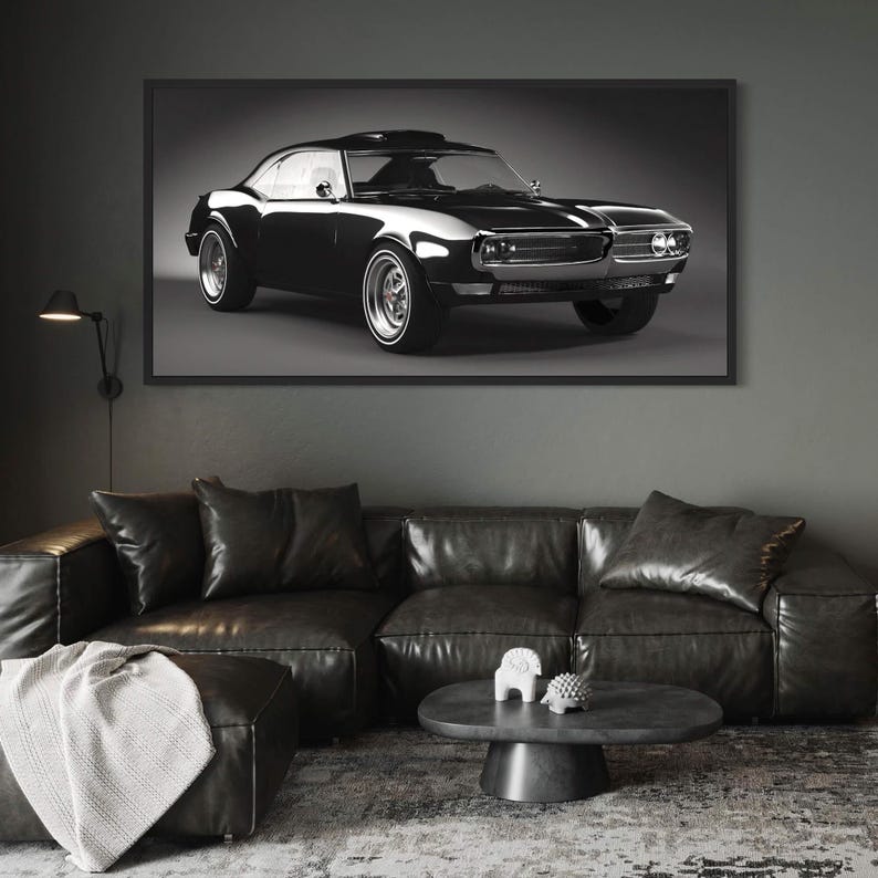 Black Retro Car Wall Art Classic Car Wall Art Вedroom Wall Art Canvas ...