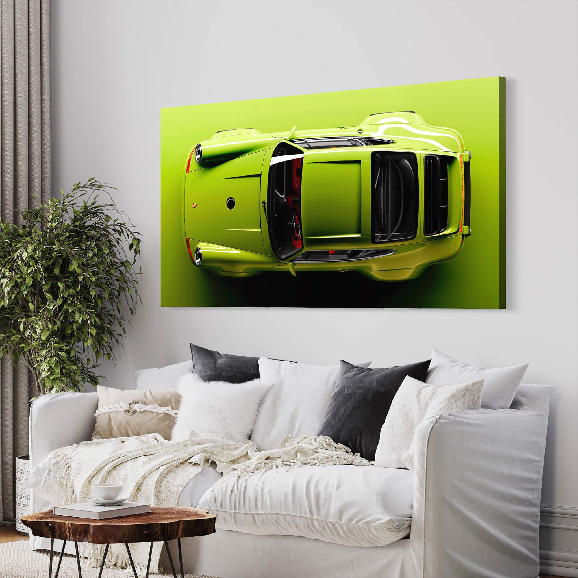Light Green Sport Car Poster Modern Car Wall Art Stylish Canvas Prints ...