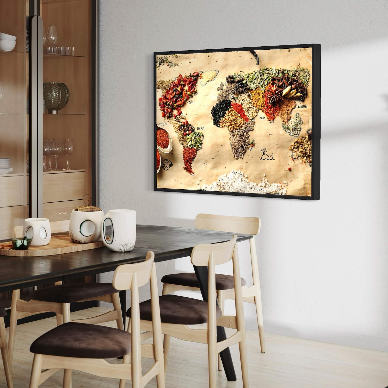 Spice World Map Canvas Print: Rustic Kitchen Wall Art - Etsy