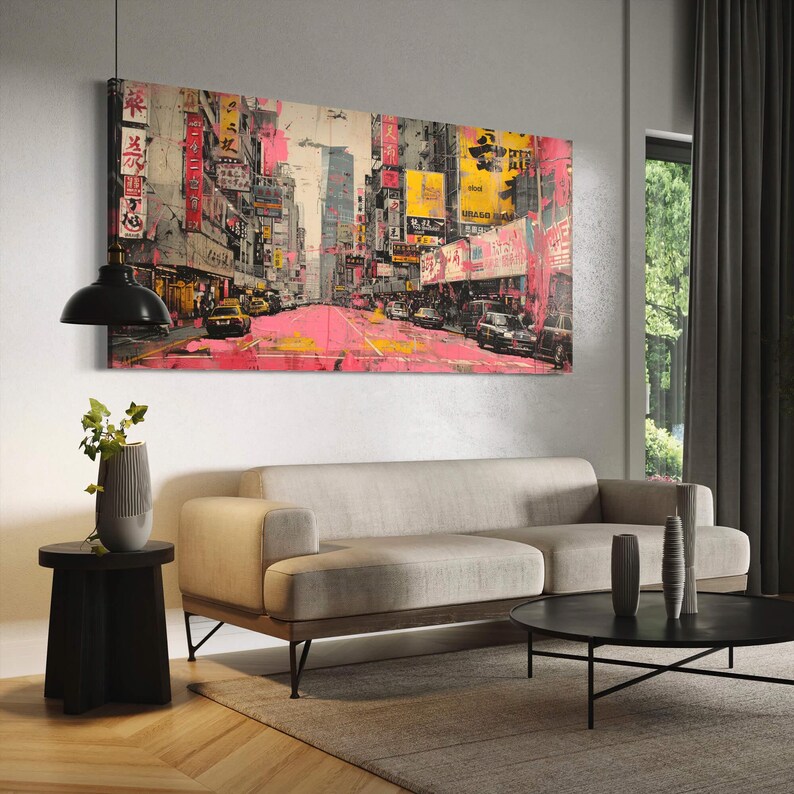 Asian Cityscape Canvas Print: Retro Urban Wall Art - Etsy