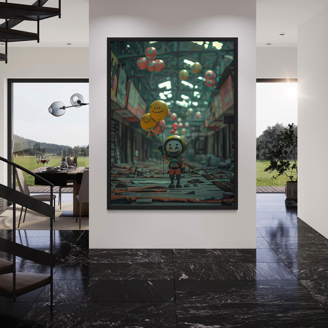 Retro Cyberpunk Poster Futuristic Cityscape Wall Art Framed Wall Art ...