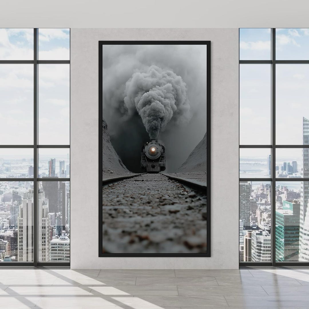 Steam Train Canvas Print Vintage Locomotive Wall Art Black White ...