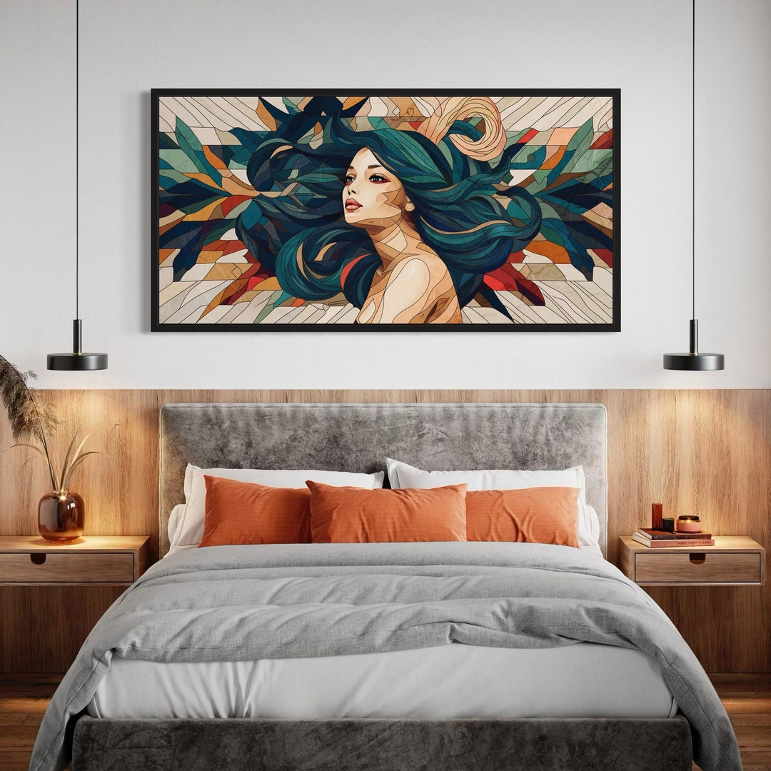 Abstract Woman Portrait Canvas: Modern Colorful Female Art - Etsy
