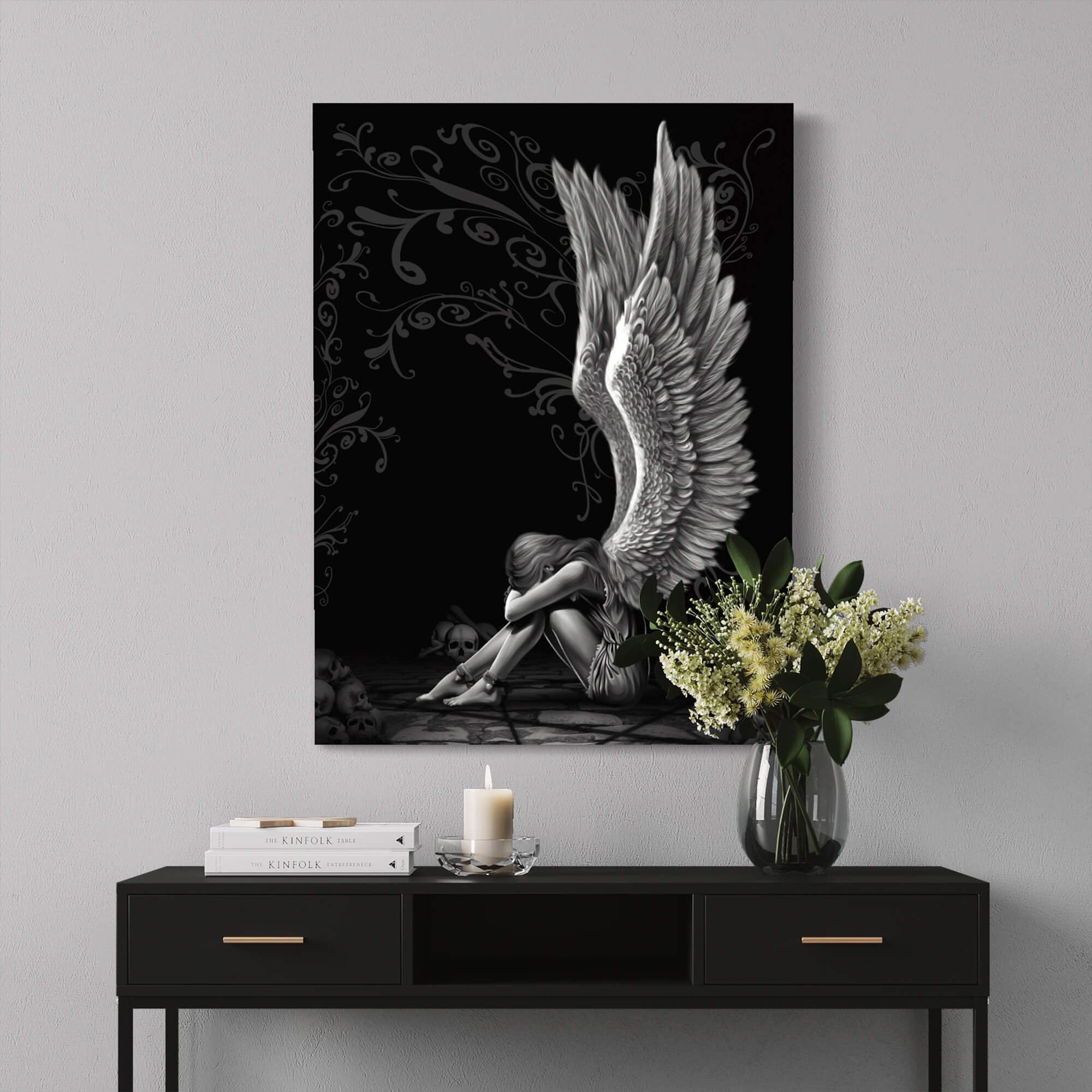 Angel Canvas Art for Modern Home Decor Black & White Wall Art Angel ...