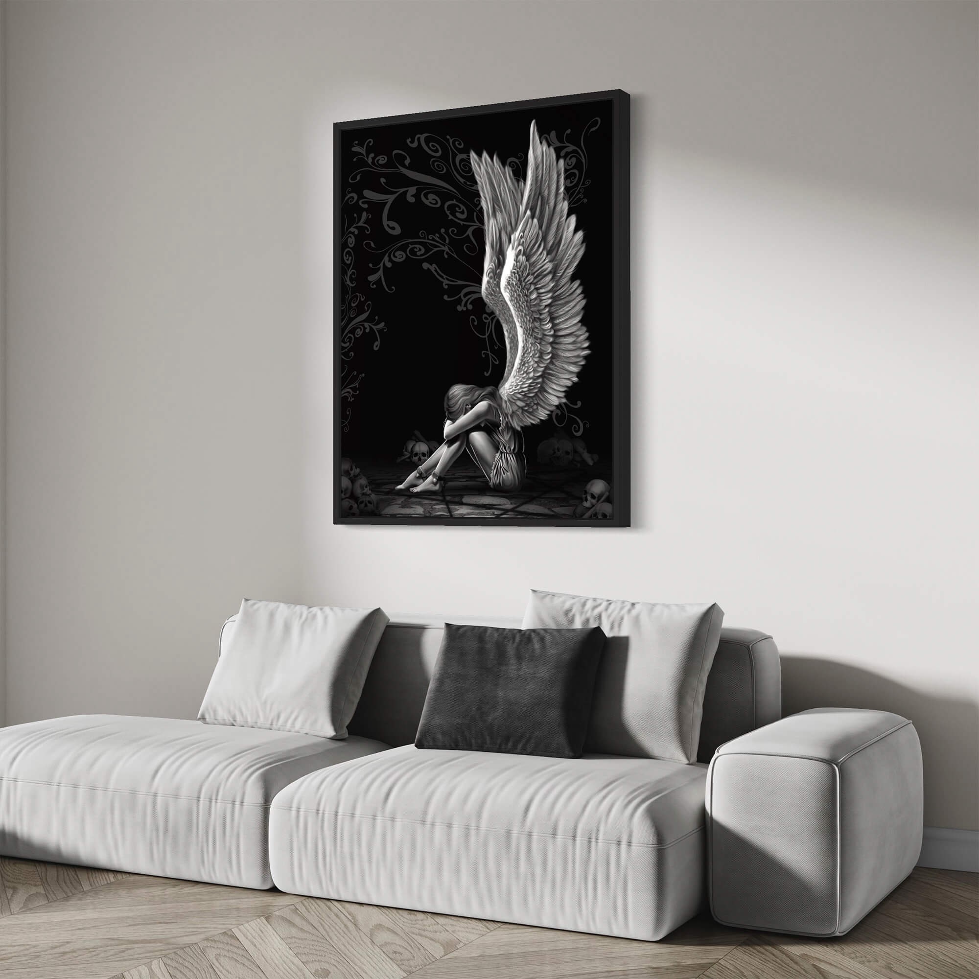 Angel Canvas Art for Modern Home Decor Black & White Wall Art Angel ...