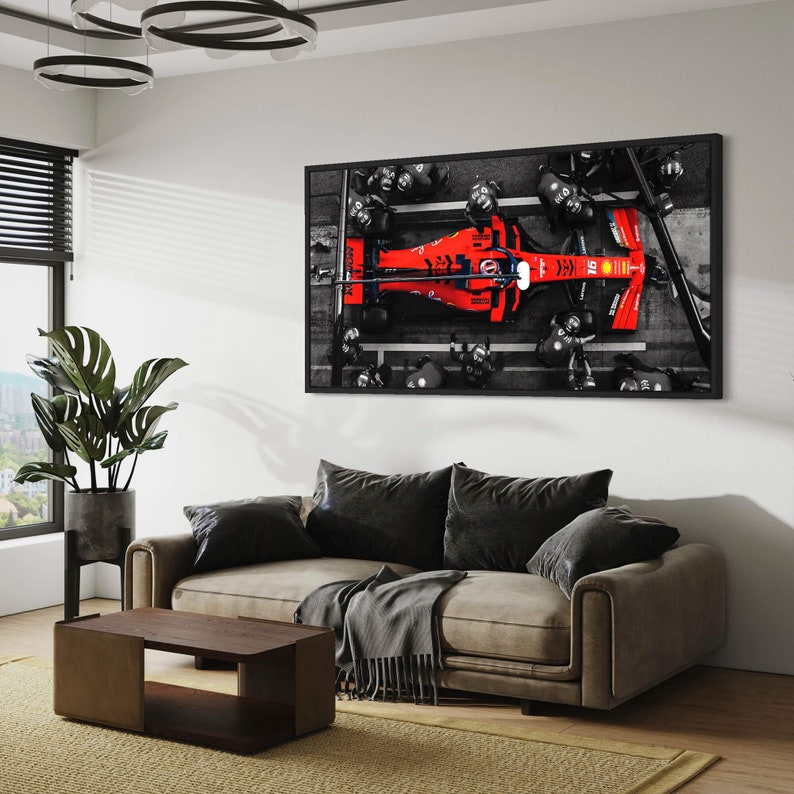 Ferrari F1 Pit Stop Canvas Print: Red Racing Car Formula One Wall Art ...
