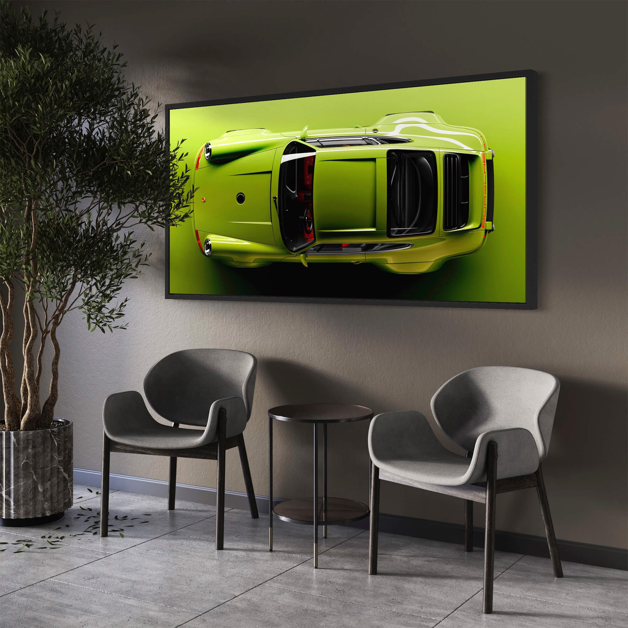Light Green Sport Car Poster Modern Car Wall Art Stylish Canvas Prints ...