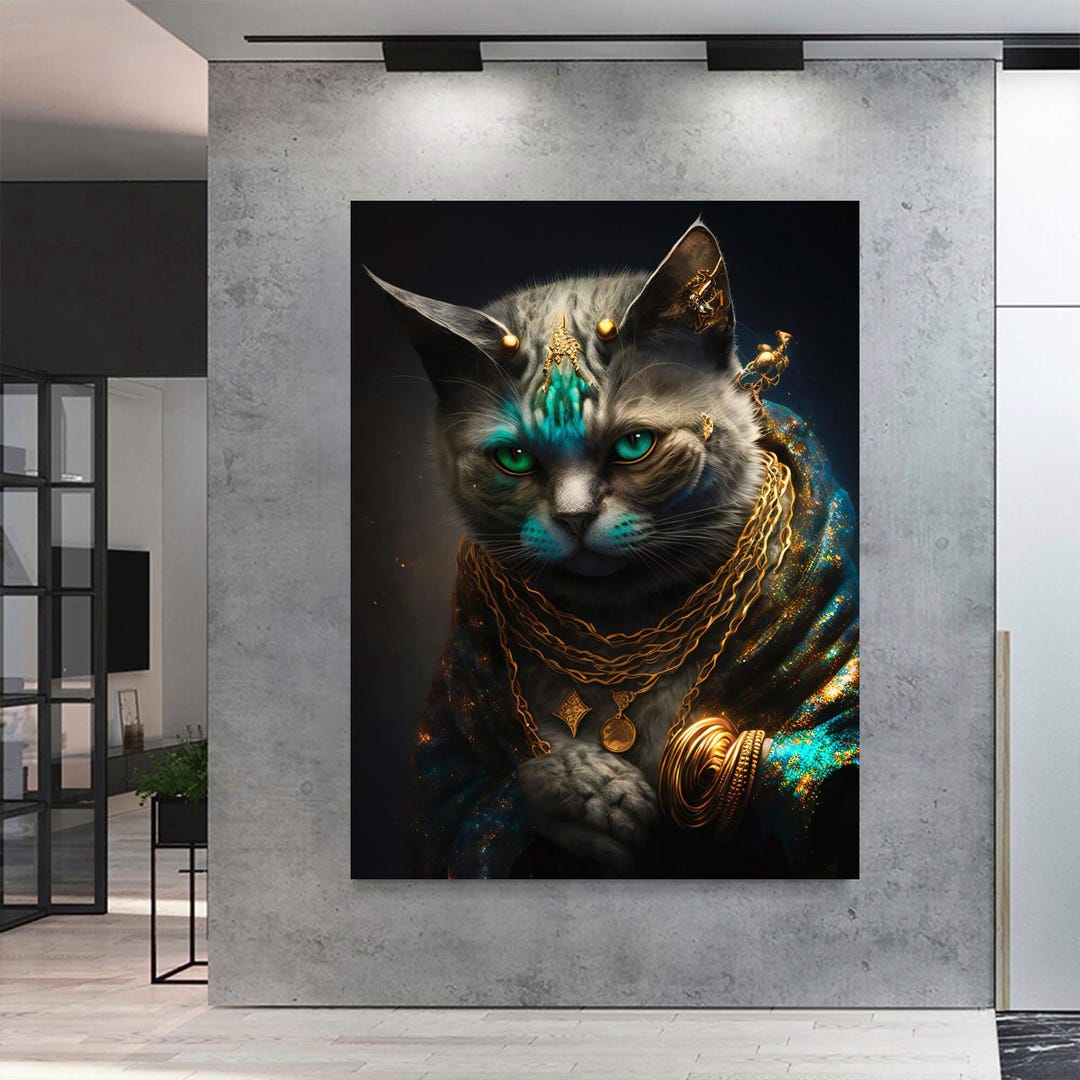 Majestic Cat Poster for Living Room Framed Cat Art for Office Large ...