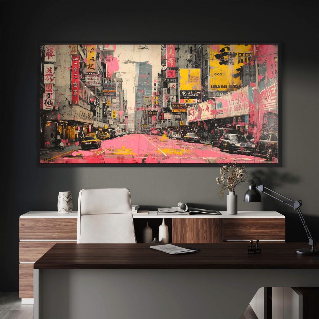 Asian Cityscape Canvas Print: Retro Urban Wall Art - Etsy