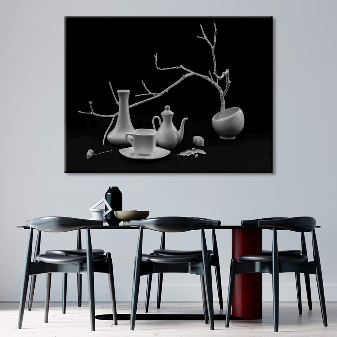 Tea Set Poster Still Life Wall Art Black and White Ceramic Art Print ...