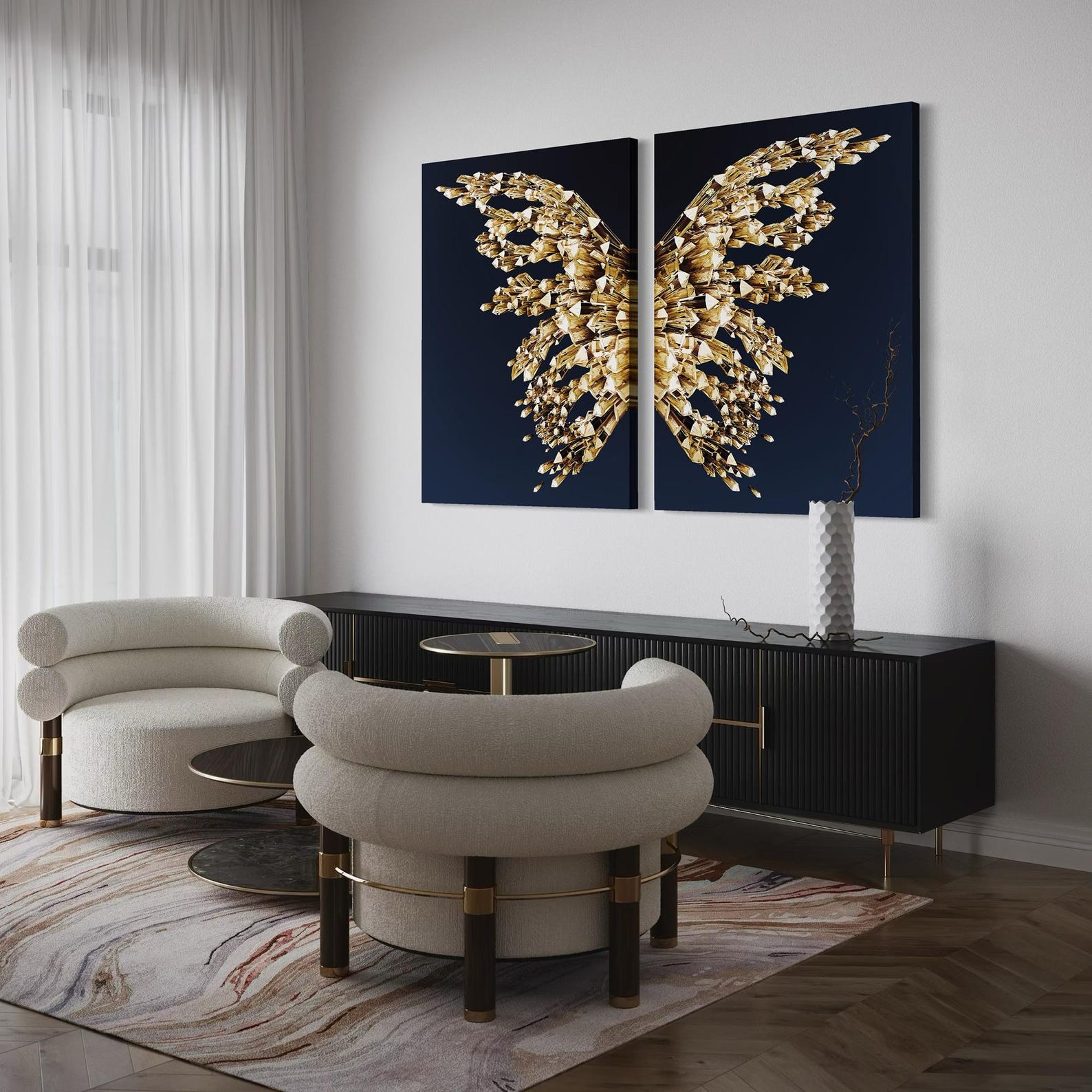 Gold Butterfly Wallart for Bedroom Extra Large Butterfly Canvas Print ...