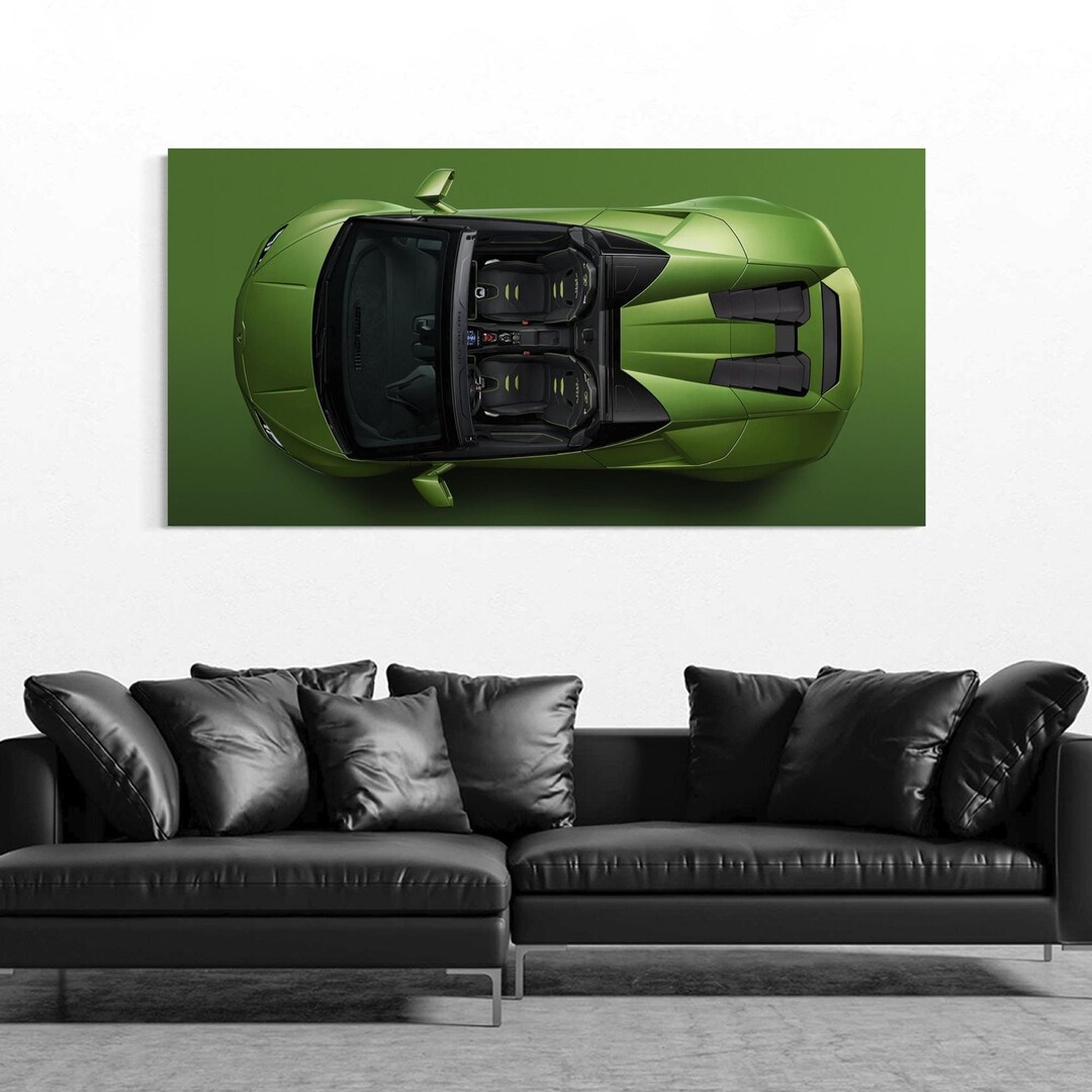 Green Sports Car Poster Lamborghini Poster for Garage Sports Car Decor ...