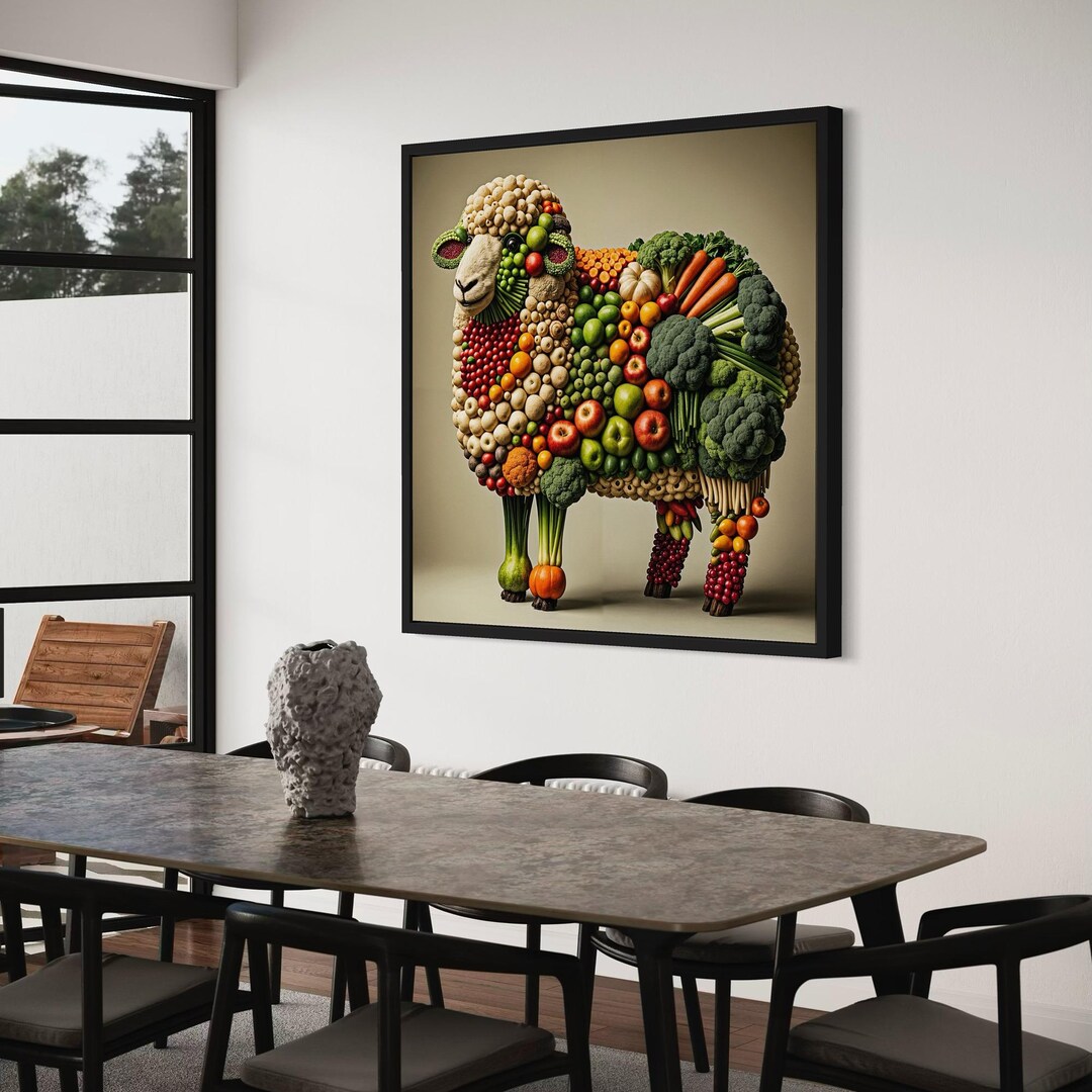 Kitchen Wall Art With Animals and Vegetables Vegetable Art Prints for ...