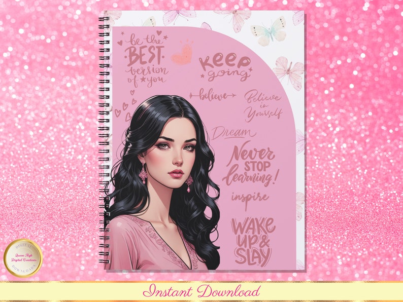 Pink Motivational Notebook Cover, Printable Positive Affirmation ...