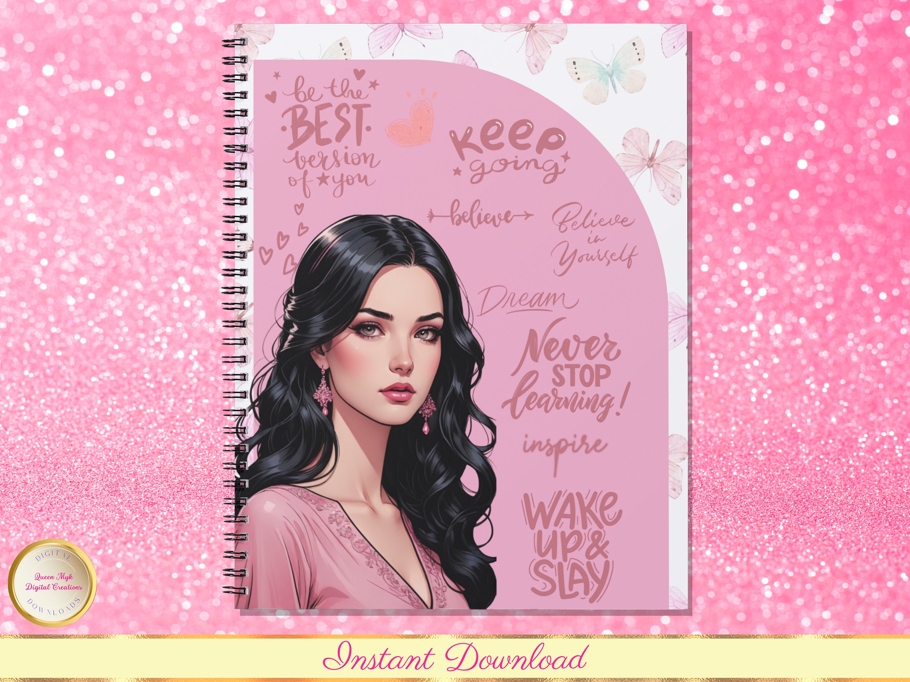 Pink Motivational Notebook Cover, Printable Positive Affirmation ...