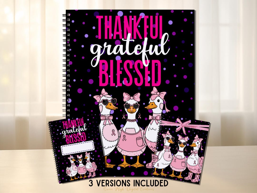 Silly Goose Black Journal Cover, Thankful Grateful Blessed Notebook ...