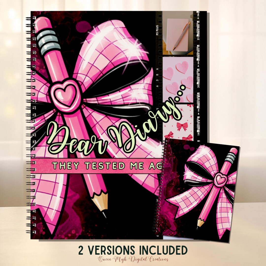 Dear Diary Notebook Cover, Front and Back Planner Cover, Coquette ...