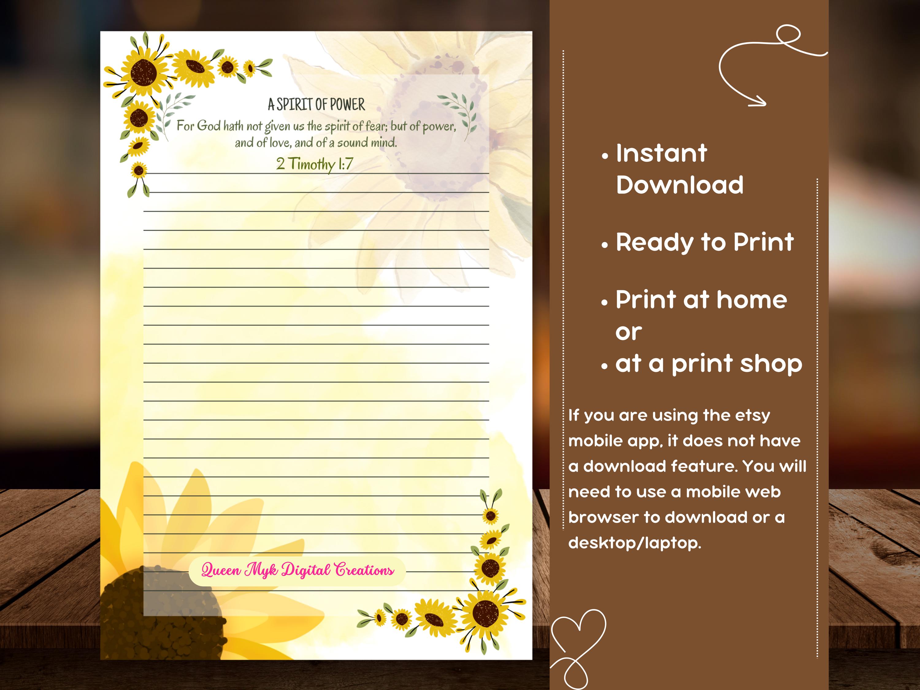 Sunflower Notepad Yellow Bible Verse Notepad Floral Paper for Writing ...