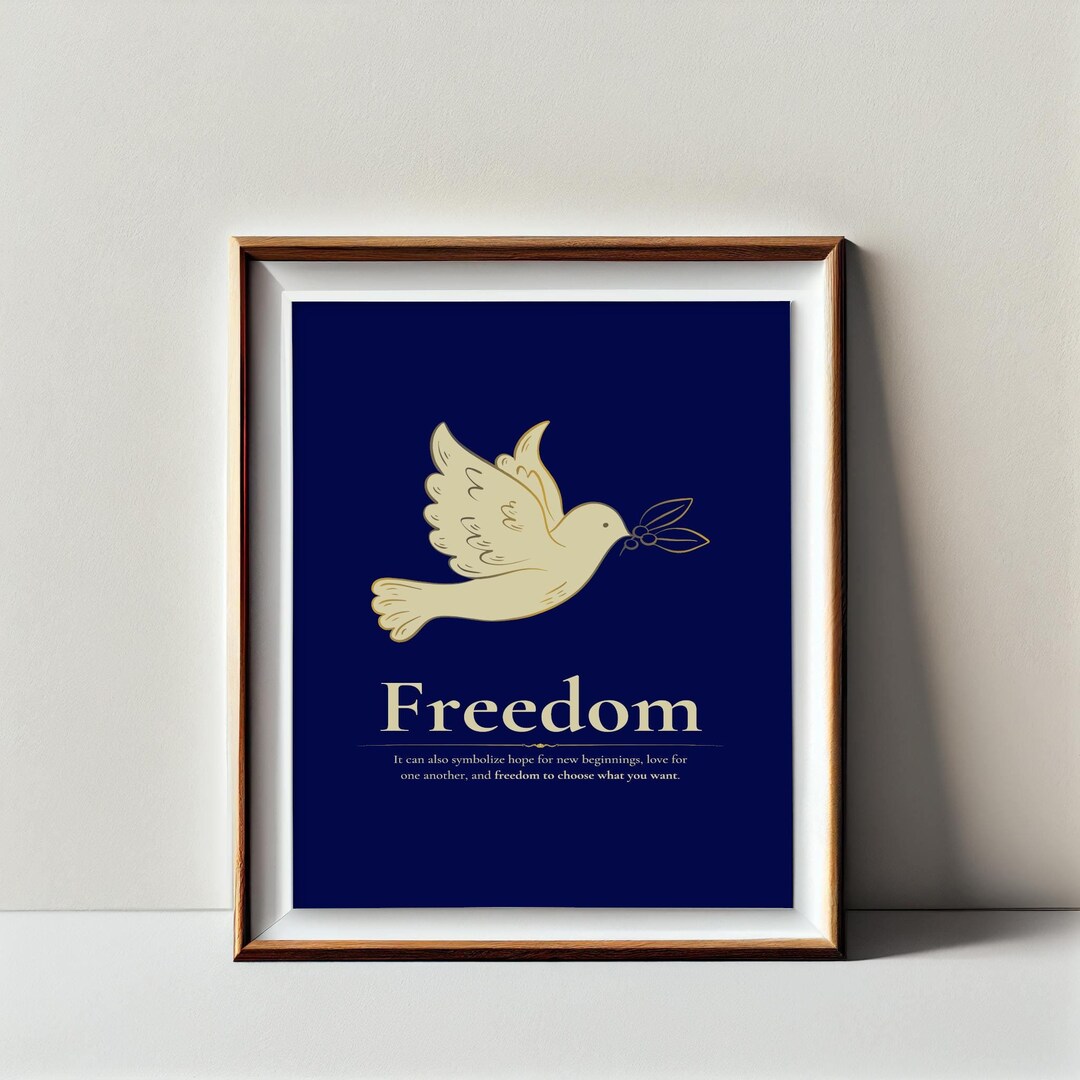 Freedom Art Print Bird Printable Wall Art Dark Blue Decor Modern Art ...