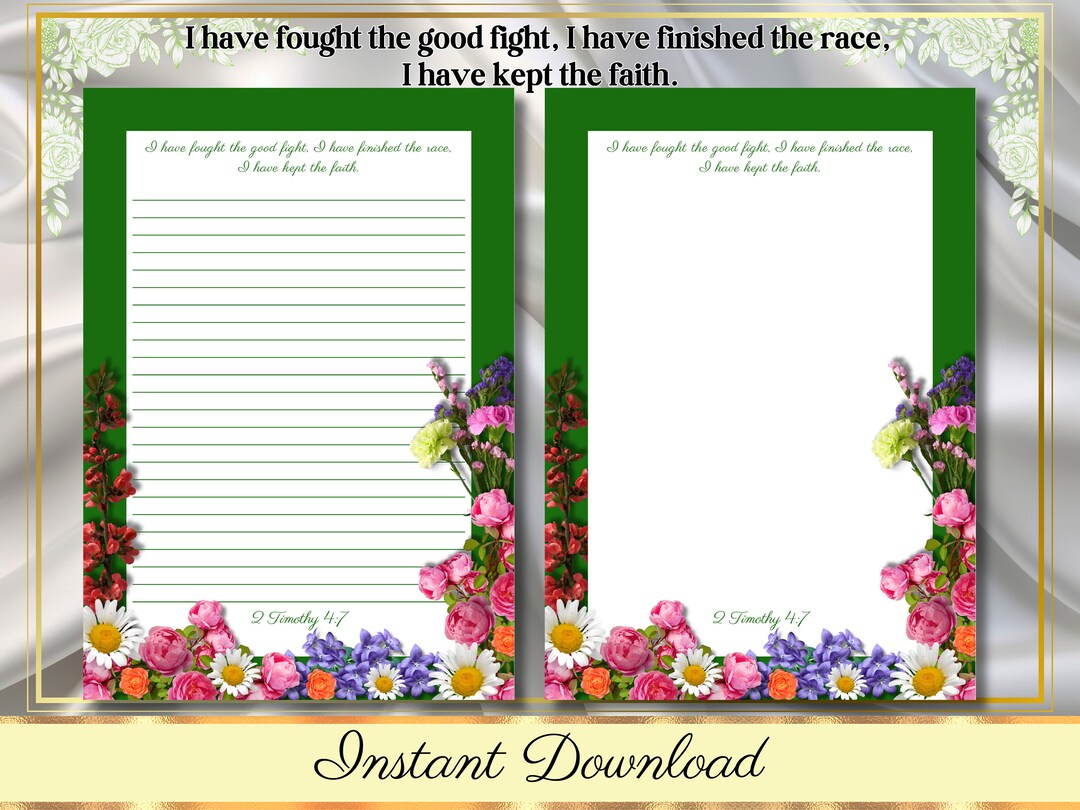 BIBLE VERSE NOTEPAD, Printable Christian Notepads, Stationery Set of 2 ...