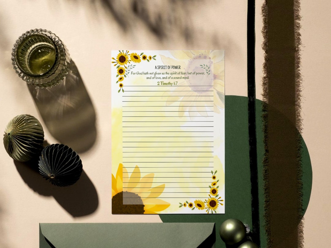 Sunflower Notepad Yellow Bible Verse Notepad Floral Paper for Writing ...