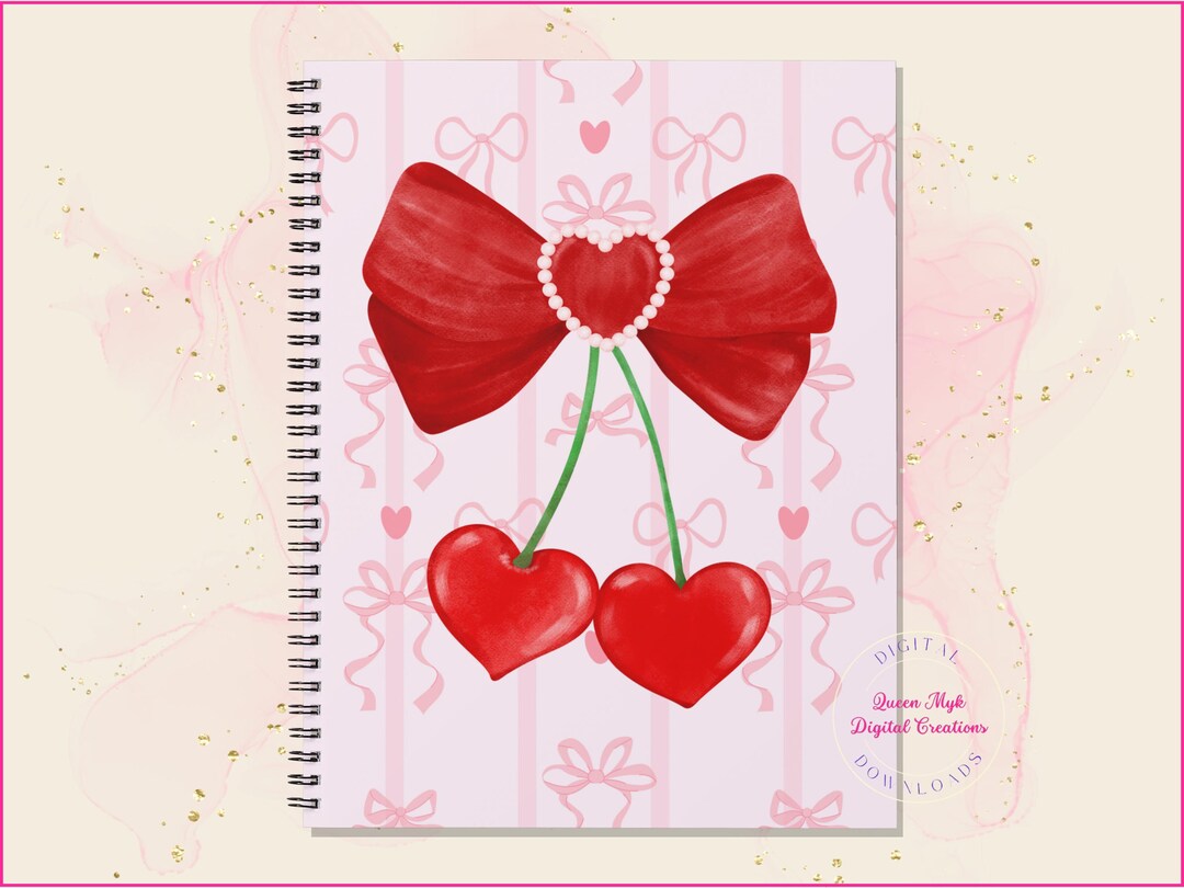 Psalm PNG Notebook Cover, Christian Journal Cover, Red Cherry Coquette ...