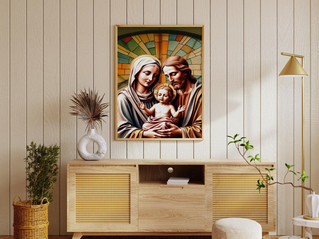 The Holy Family, Printable Wall Art, Nativity Scene, Mary Joseph and ...