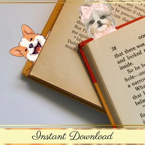 Dog Lover Bookmarks Set of 5, Dog Head Pop-up Bookmarks, Printable ...