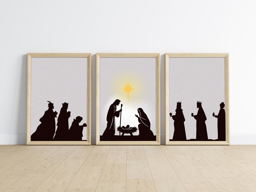 Christmas Nativity Scene Wall Art Printable Christian Christmas Art ...