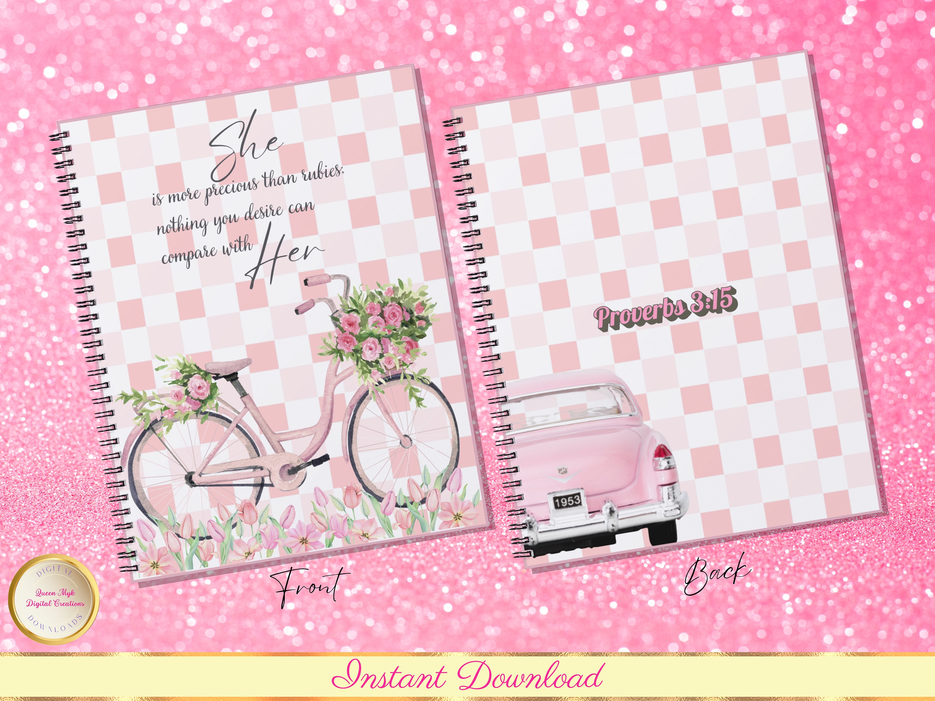 NOTEBOOK COVER, Pink Christian Journal Cover, Printable Motivational ...