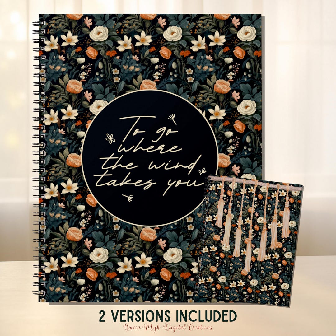 Inspirational Floral Journal Cover, Boho Notebook Cover, Motivational ...