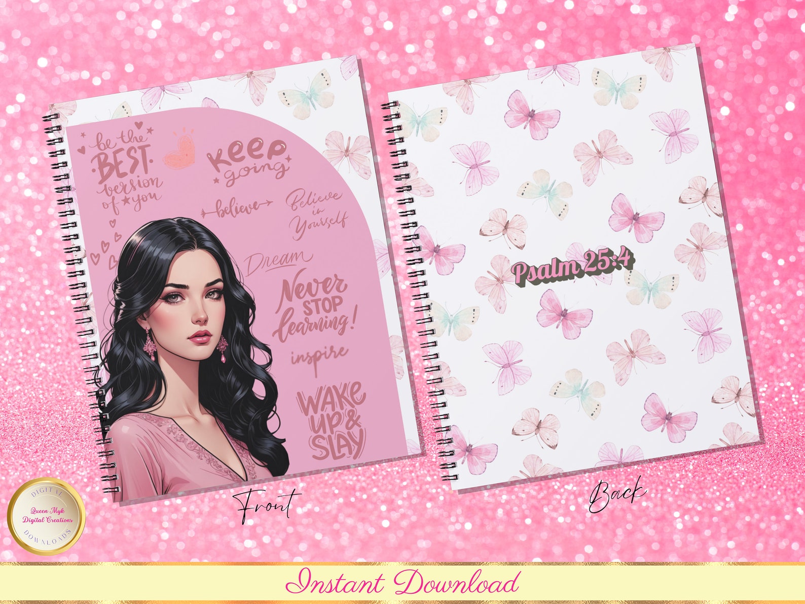 Pink Motivational Notebook Cover, Printable Positive Affirmation ...