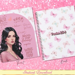 Pink Motivational Notebook Cover, Printable Positive Affirmation ...