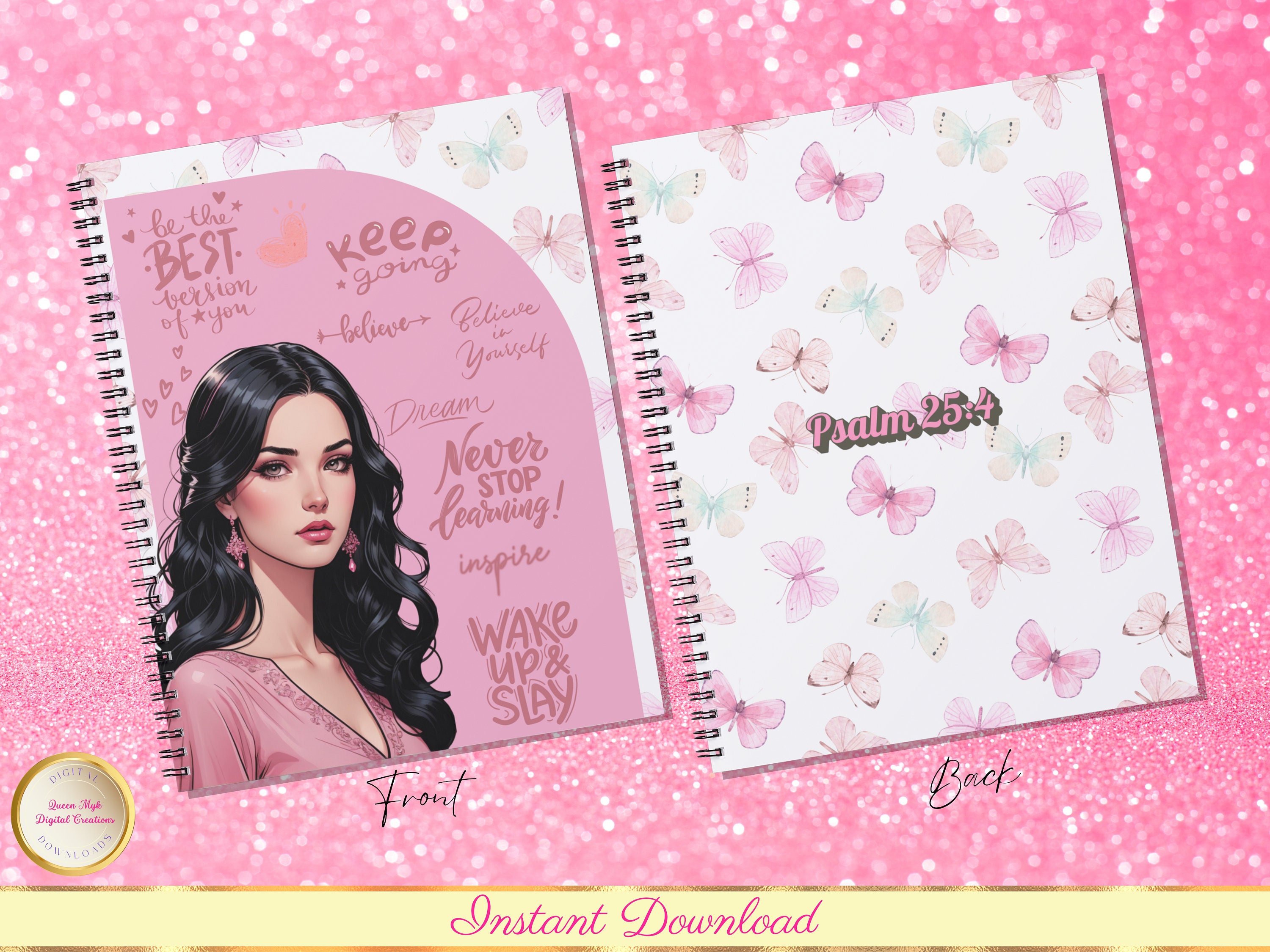 Pink Motivational Notebook Cover, Printable Positive Affirmation ...