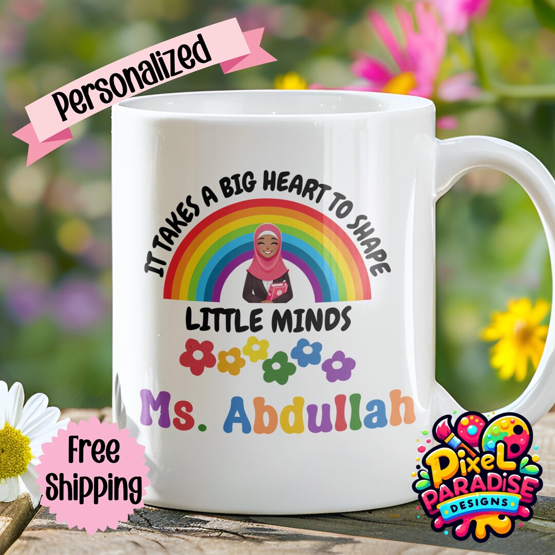 Personalized Muslim Hijabi Teacher's Appreciation Day Mug, Graduation ...