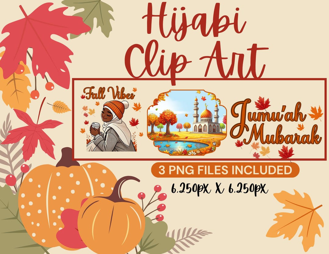 Fall Muslim Woman Clip Art Bundle - Autumn Hijabi Illustrations for ...